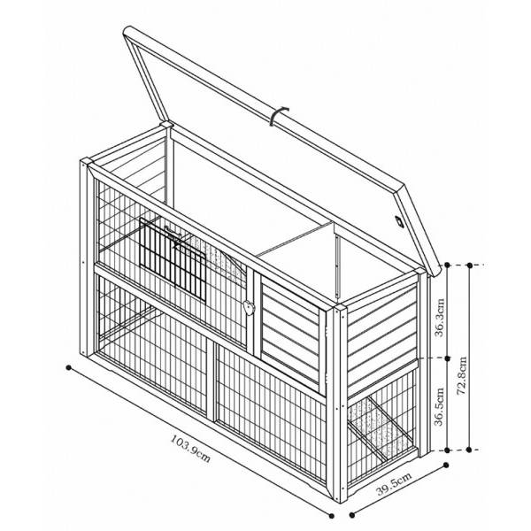 Clapier double en bois pour lapins Kentucky Tosca 111.5x45x78cm VADIGRAN
